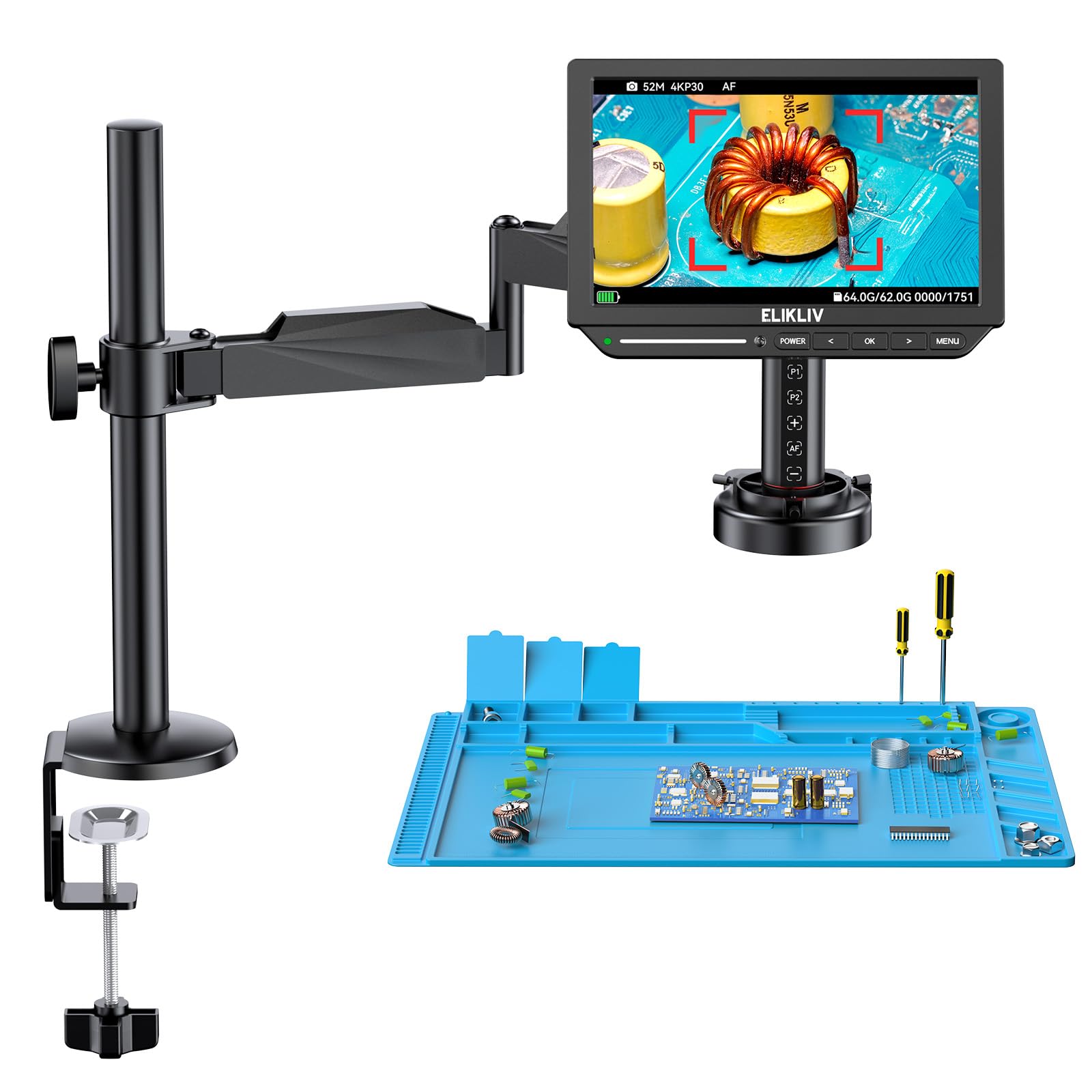 Amazon.com : Elikliv Autofocus 4K HDMI Digital Microscope, EM4K-AF Flex ...