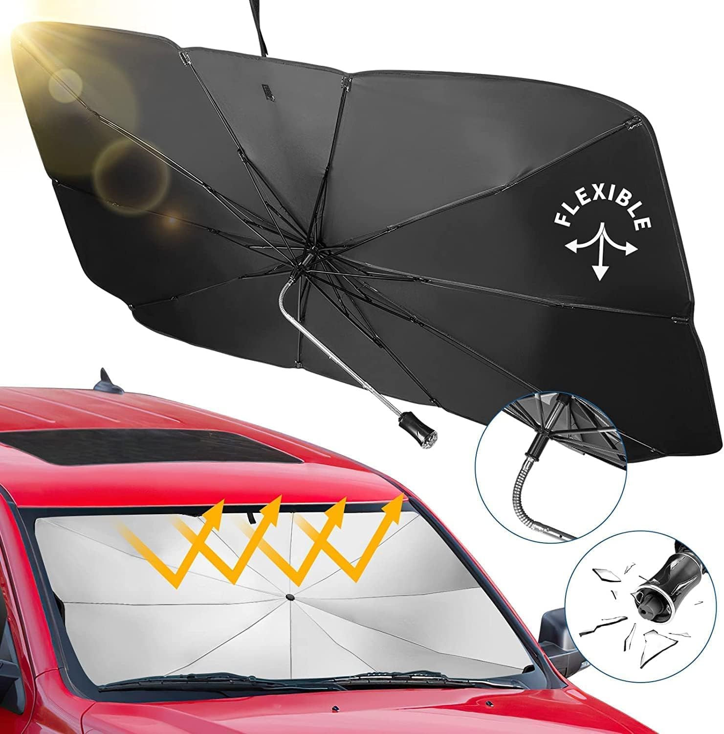 Peachy Pebbles [2023] Upgraded 360° Rotatable Car Sun Shade Umbrella ...