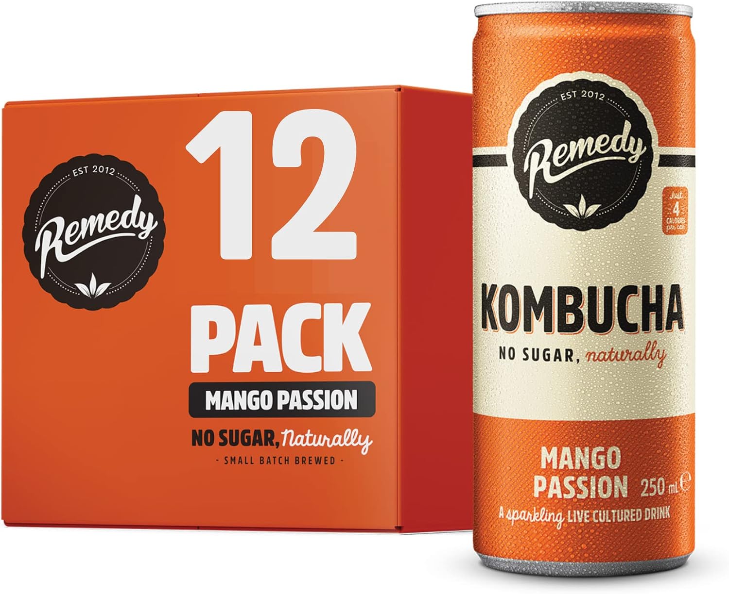 Remedy Kombucha Tea - Mango Passion - Sparkling Live Cultured Drink ...