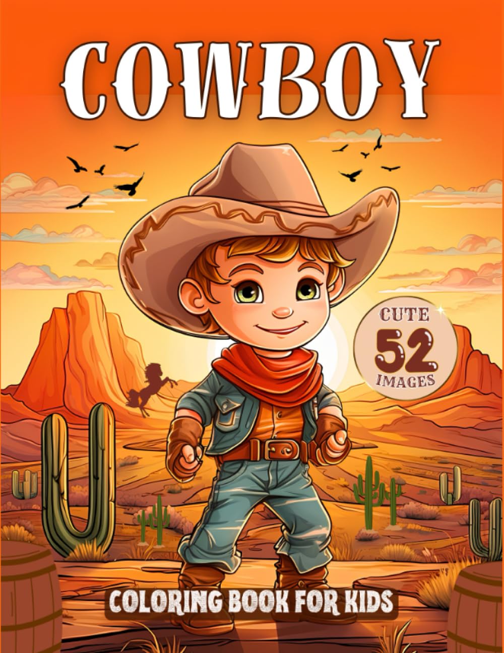 Cowboy Coloring Book For Kids: Who Love Horses, The Excitement of The ...