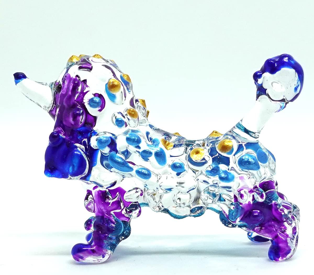 Amazon.com: Handmade Mini 2" Poodle Dog Figures Blown Glass Art ...