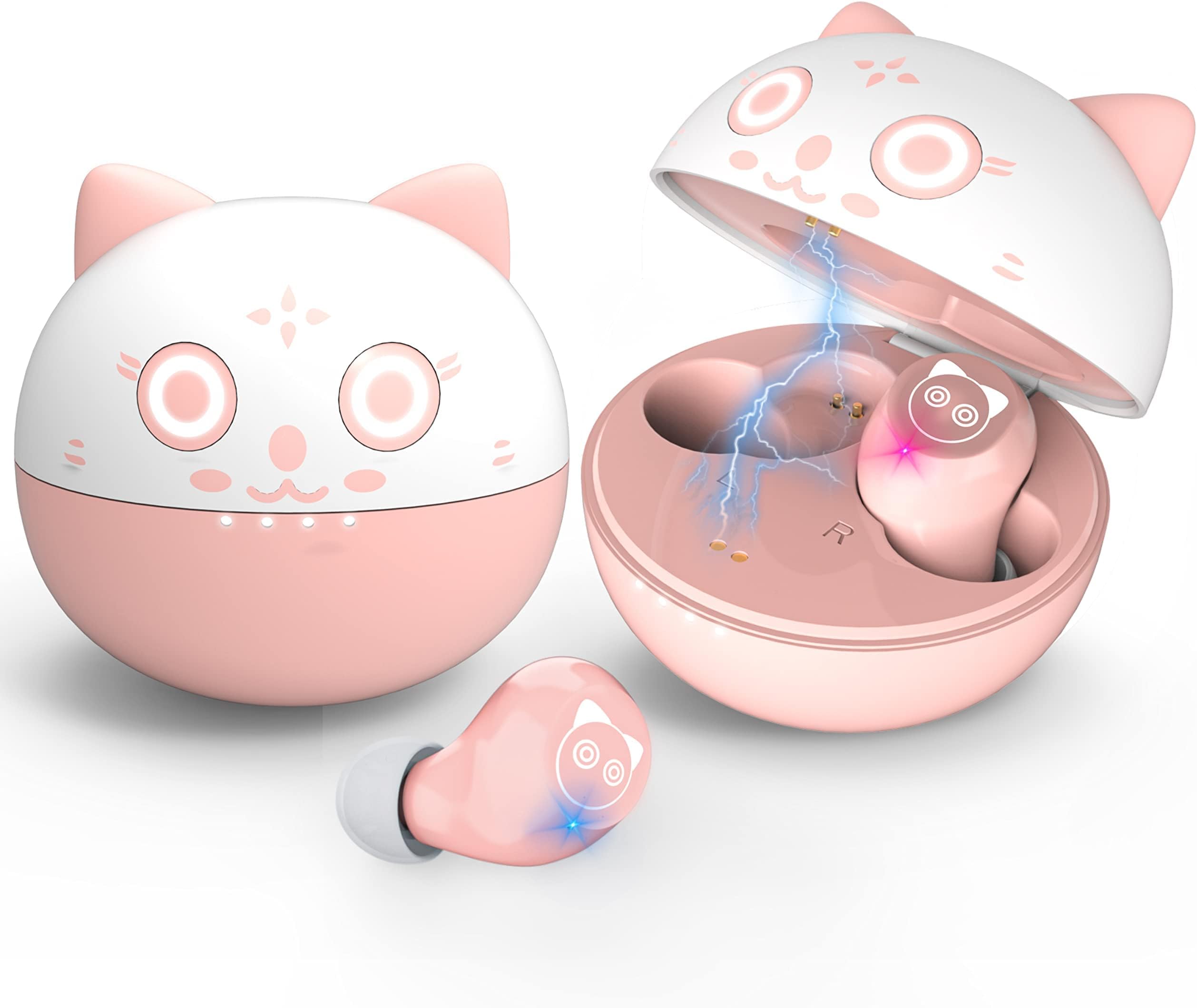 Amazon.com: Togetface Bluetooth Kids Earbuds, Pink Wireless Earbuds for ...