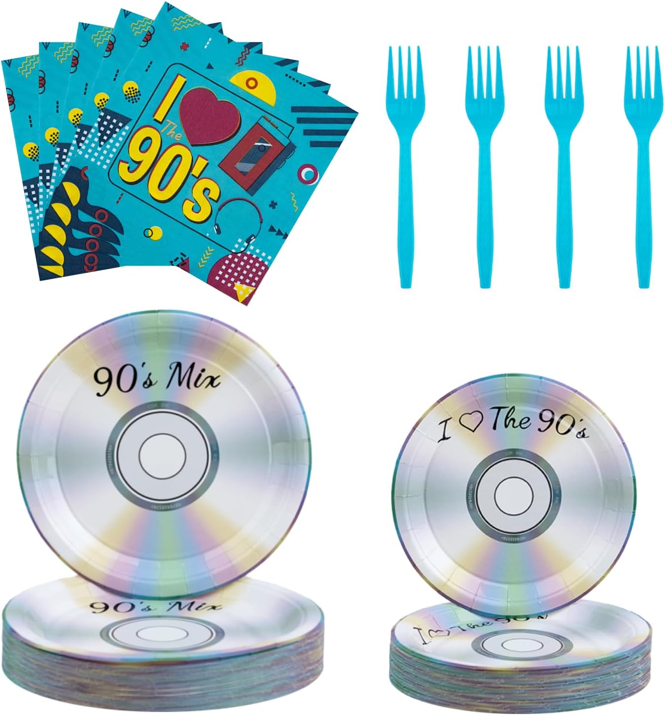 Amazon.com: 90s Theme Party Decorations Dinnerware - Retro 90's ...