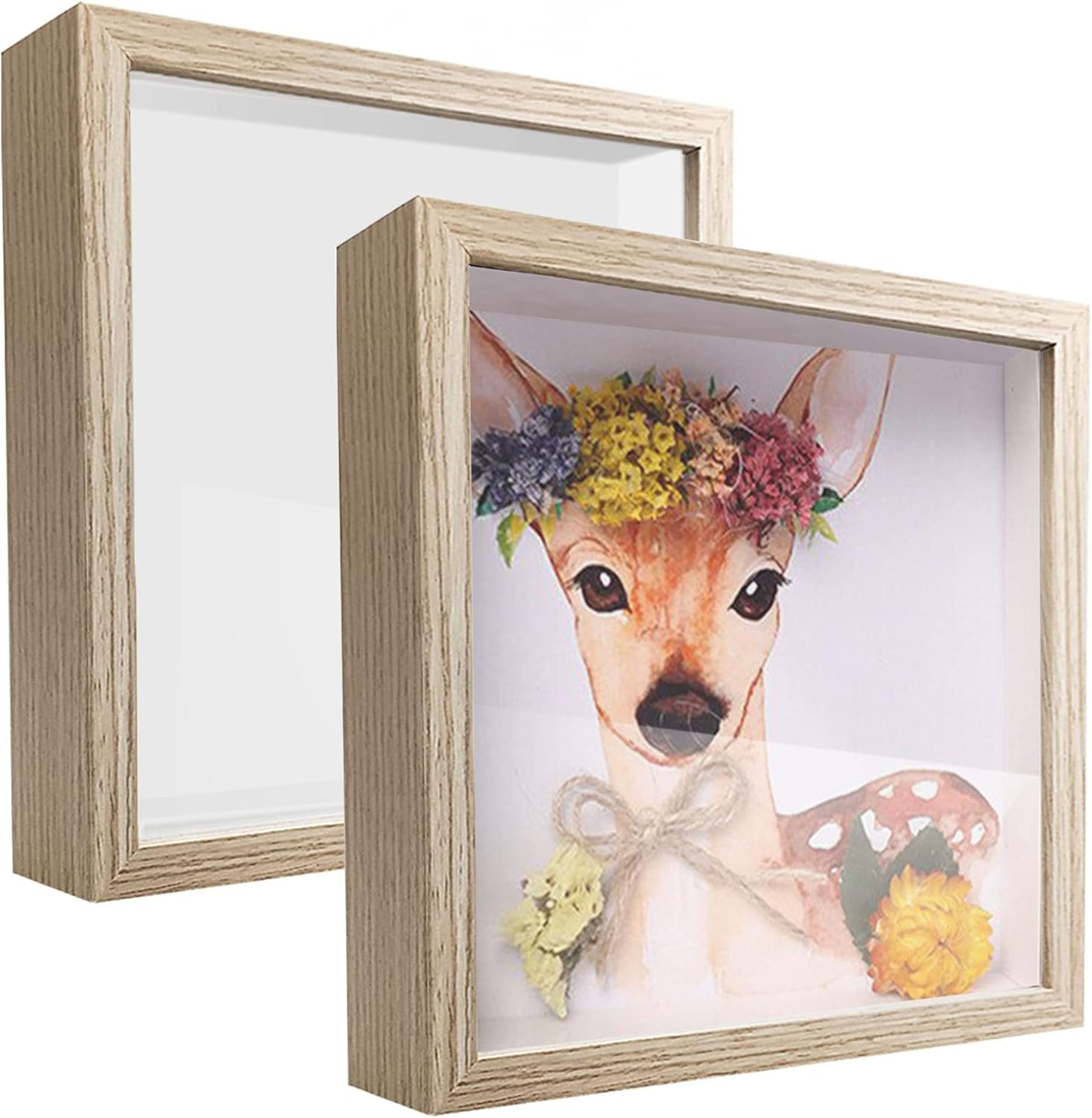 Amazon.com - SUNMEG 5x5 Small Shadow Box Frame Display Case, Wood with ...