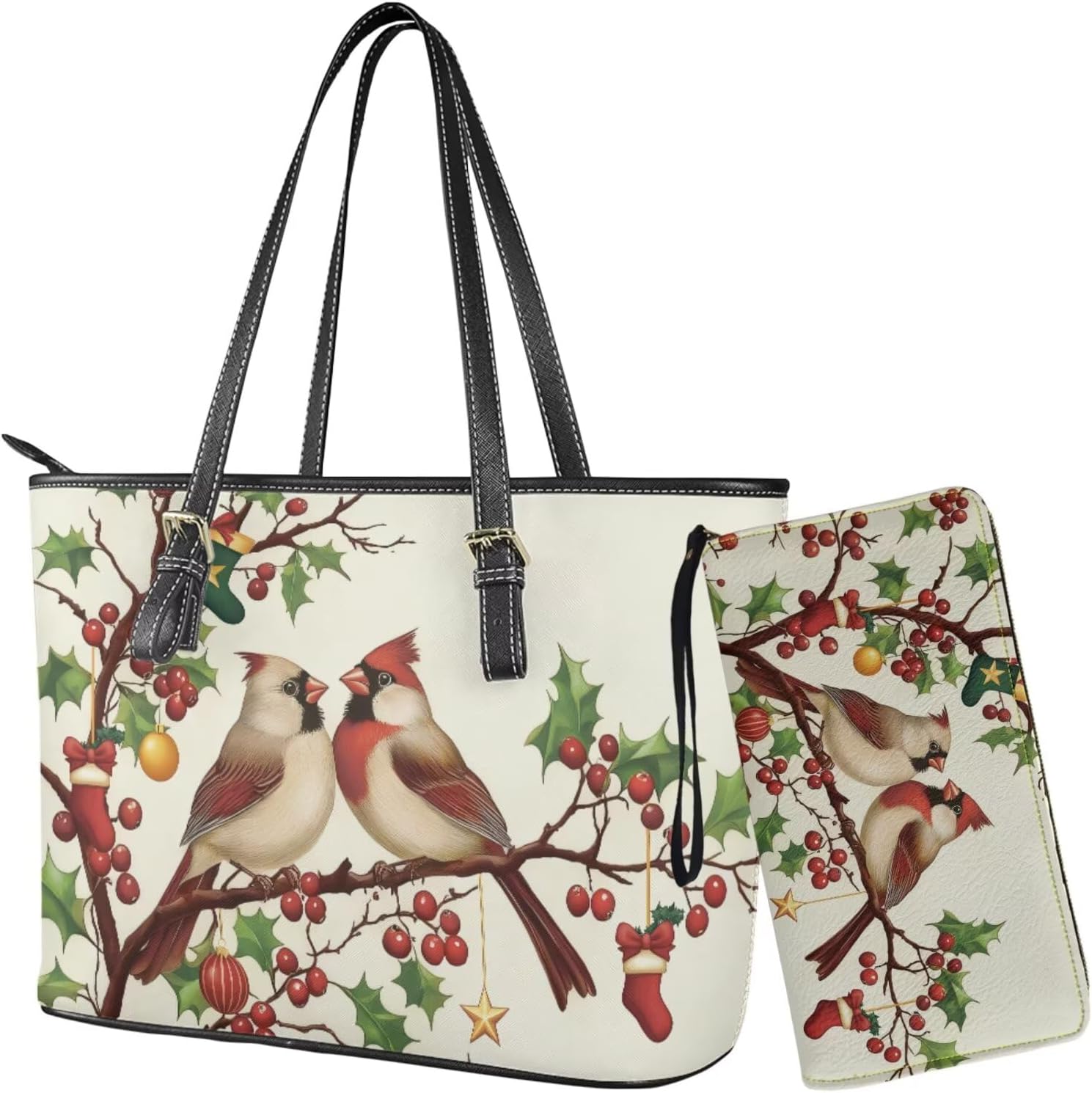 Amazon.com: Finagallathe Cardinal Print Handbags and Wallet Set Holly ...