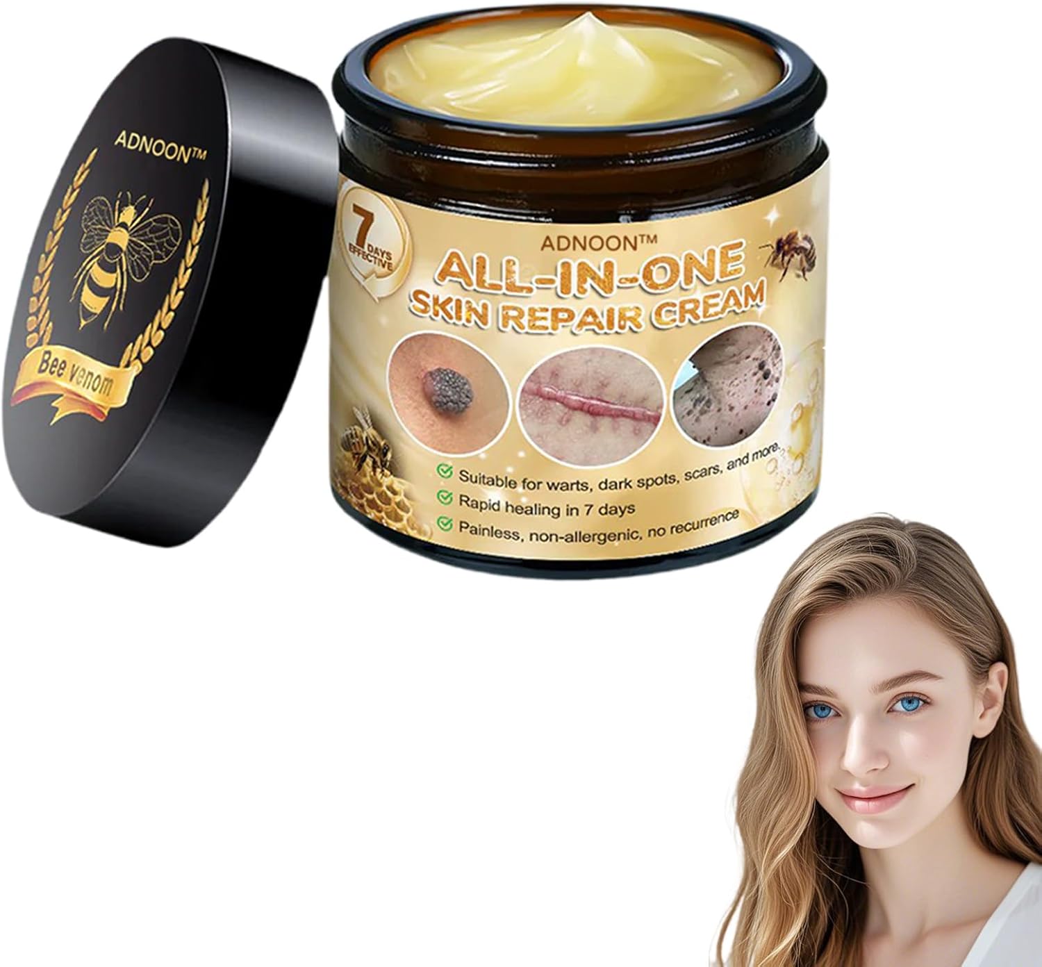 Adnoon Crème tout-en-un au venin d'abeille, crème au venin d'abeille ...