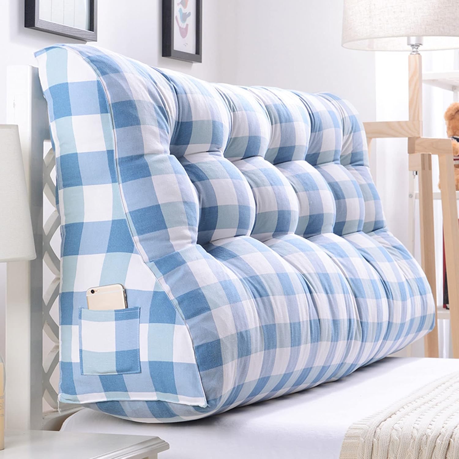 Amazon.com: CAMZ Large Bolster Triangular Headboard Reading Pillow ...