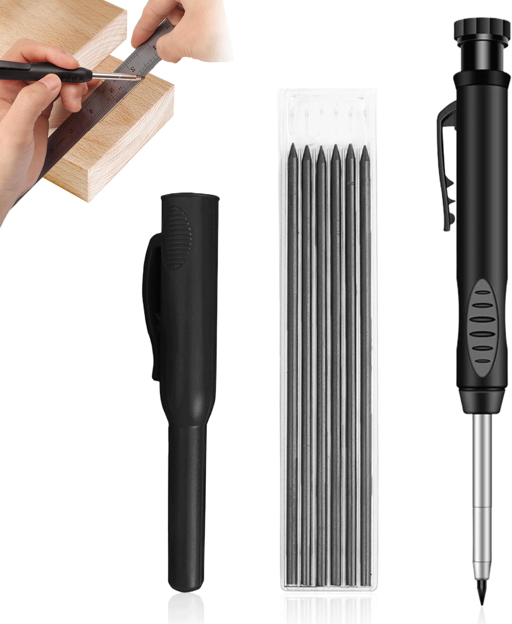 Mechanical Carpenter Pencils with 6 Refills, Construction Pencil with ...