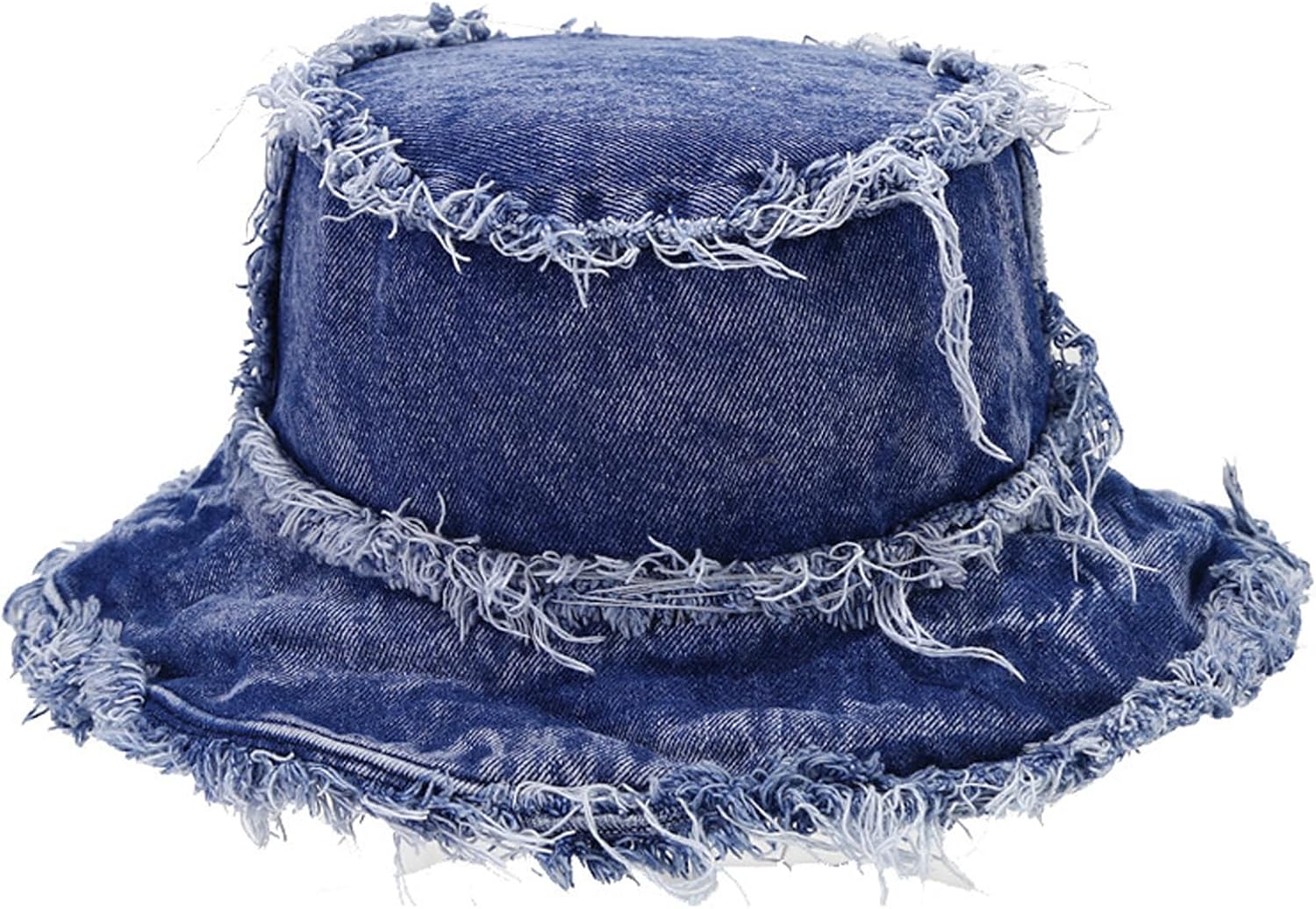 Frayed Bucket Hat Unisex Trendy Washed Denim Bucket Cap Distressed Jean ...