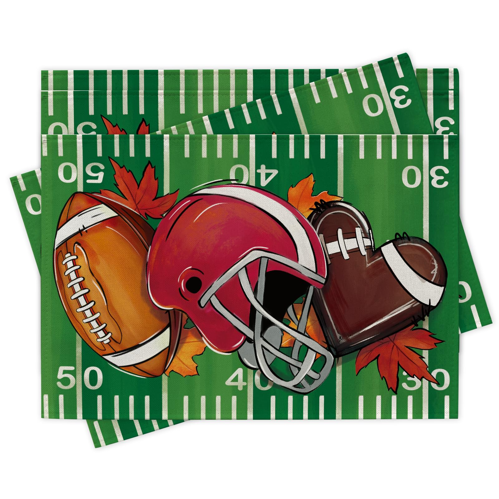 Amazon.com: Croar Fall Football Placemats Set of 4, Autumn Sport Game ...