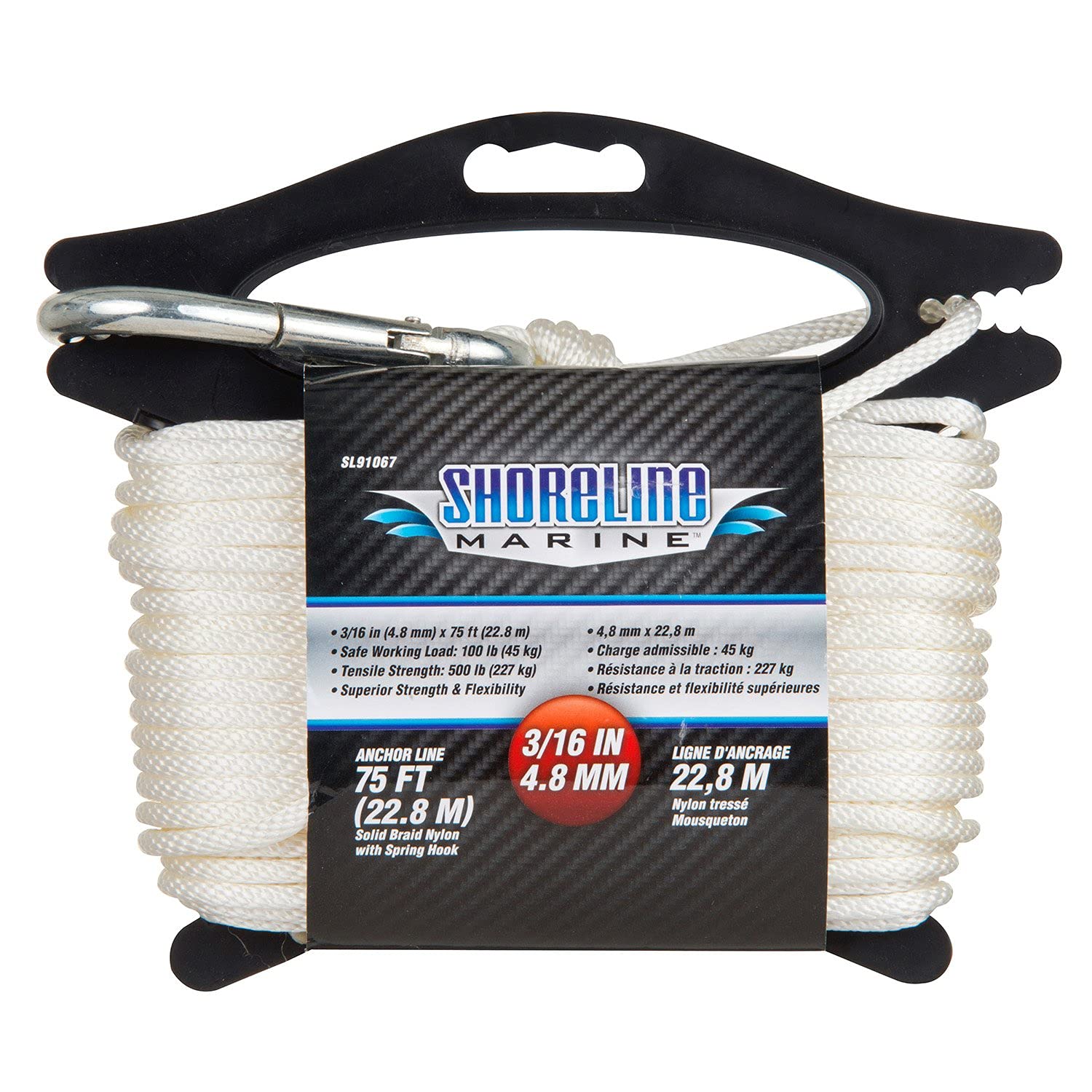 Snapklik.com : Shoreline Marine Solid Braid Nylon Anchor Line Multi