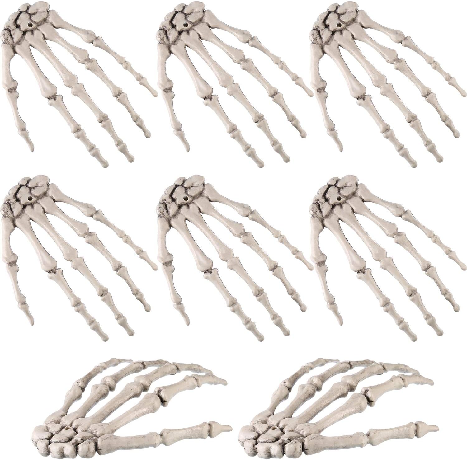 Amazon.com: 8 Pieces Halloween Realistic Life Size Skeleton Hands ...