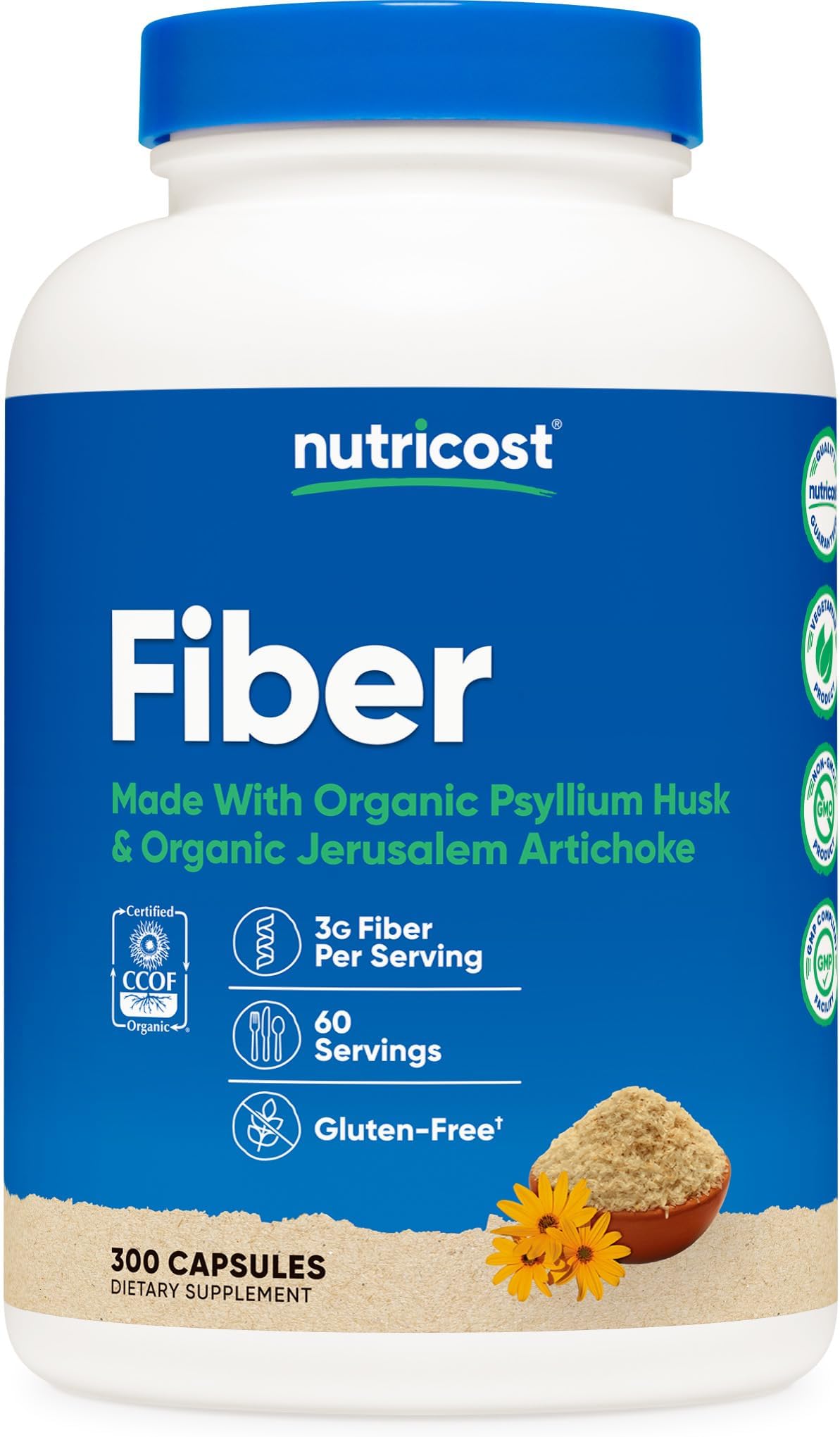 Amazon.com: Nutricost Fiber Capsules with Prebiotic Fiber Supplement ...