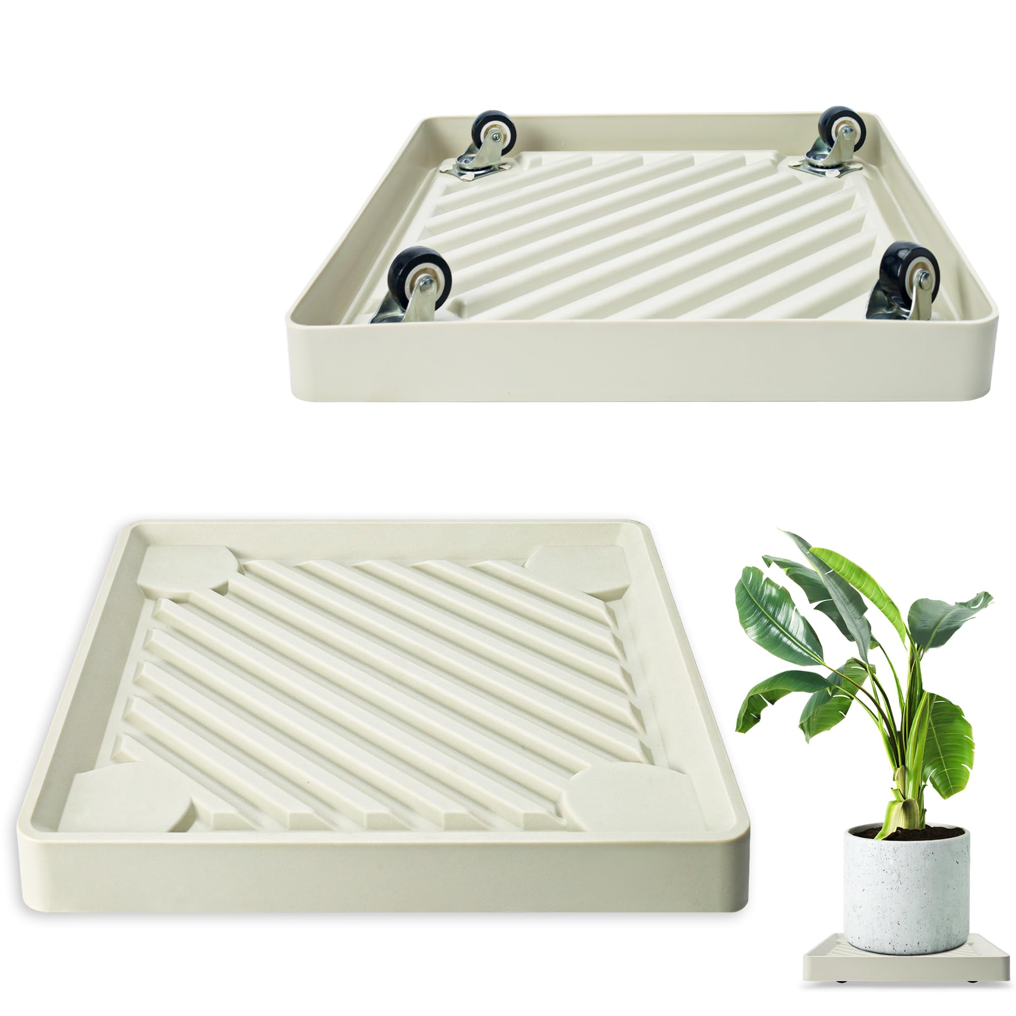 Amazon.com: REDHUGO 2PCS Square Plant Caddy with Hidden Wheels, Rolling ...