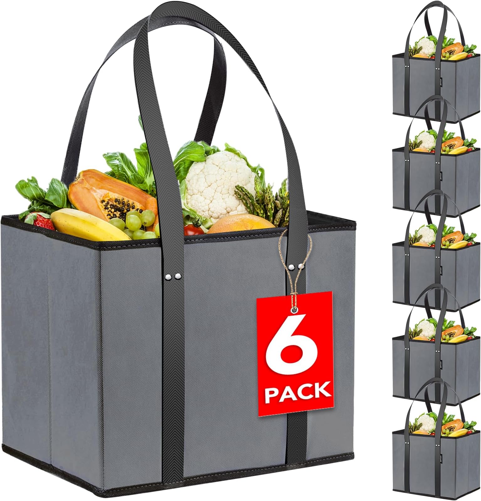 Amazon.com - XPCARE 6Pack Reusable Grocery Bags - Heavy Duty Reusable ...