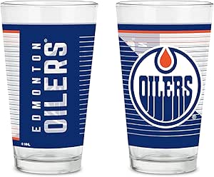 Rico Industries NHL Hockey Edmonton Oilers 16 oz Pint Glasses with ...