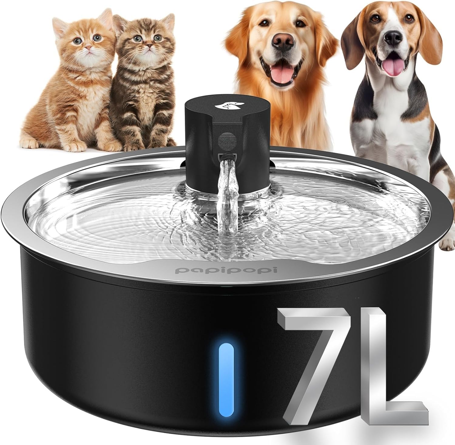 Multi-pet Water Bowl 7L Stainless Steel With Double Faucet - Triple ...