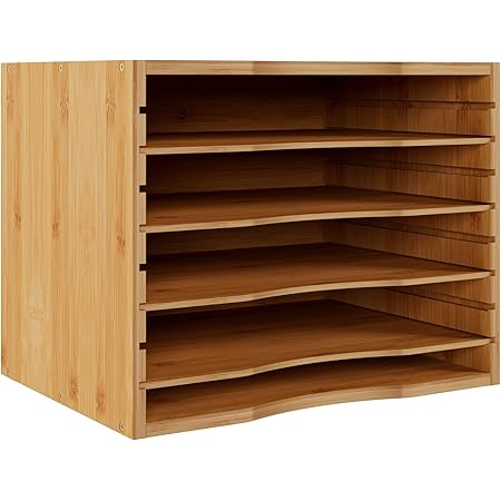 Amazon.com : Bamjoy Bamboo Desktop File Sorter 4 Tier Paper Holder File ...