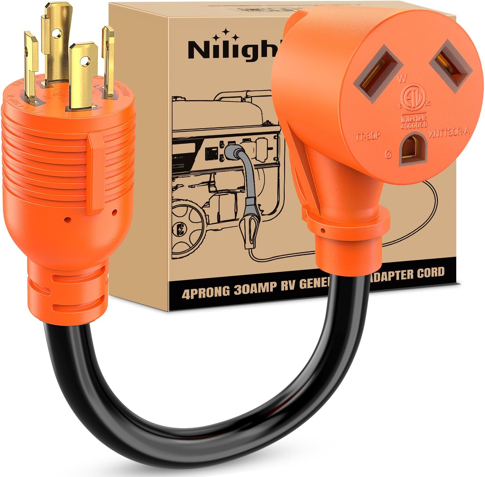 Amazon.com: Nilight RV Generator Adapter Cord 30 Amp to 30 Amp 4 Prong ...