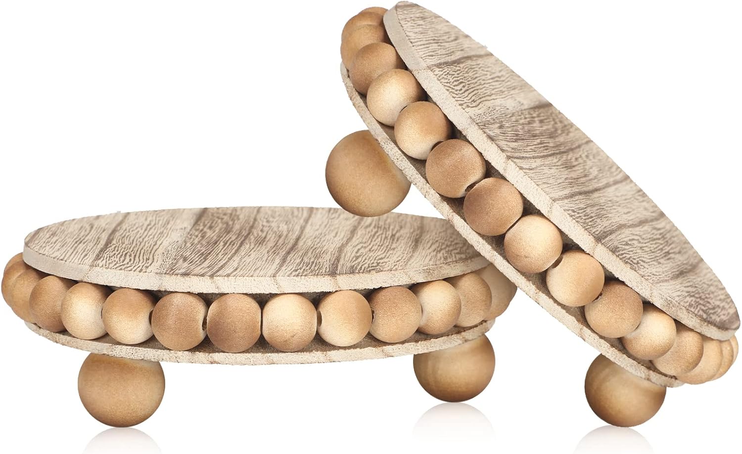 2 Pcs Wooden Risers for Displays Round Wood Riser Distressed Wood ...