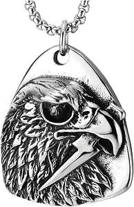 COOLSTEELANDBEYOND Mens Embossed Eagle and Lightning Bolt Pendant ...