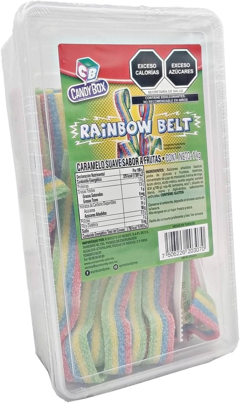 Tiras de Dulces Arcoiris - Gomitas Acidas Arcoíris 1kg - Tiras de ...