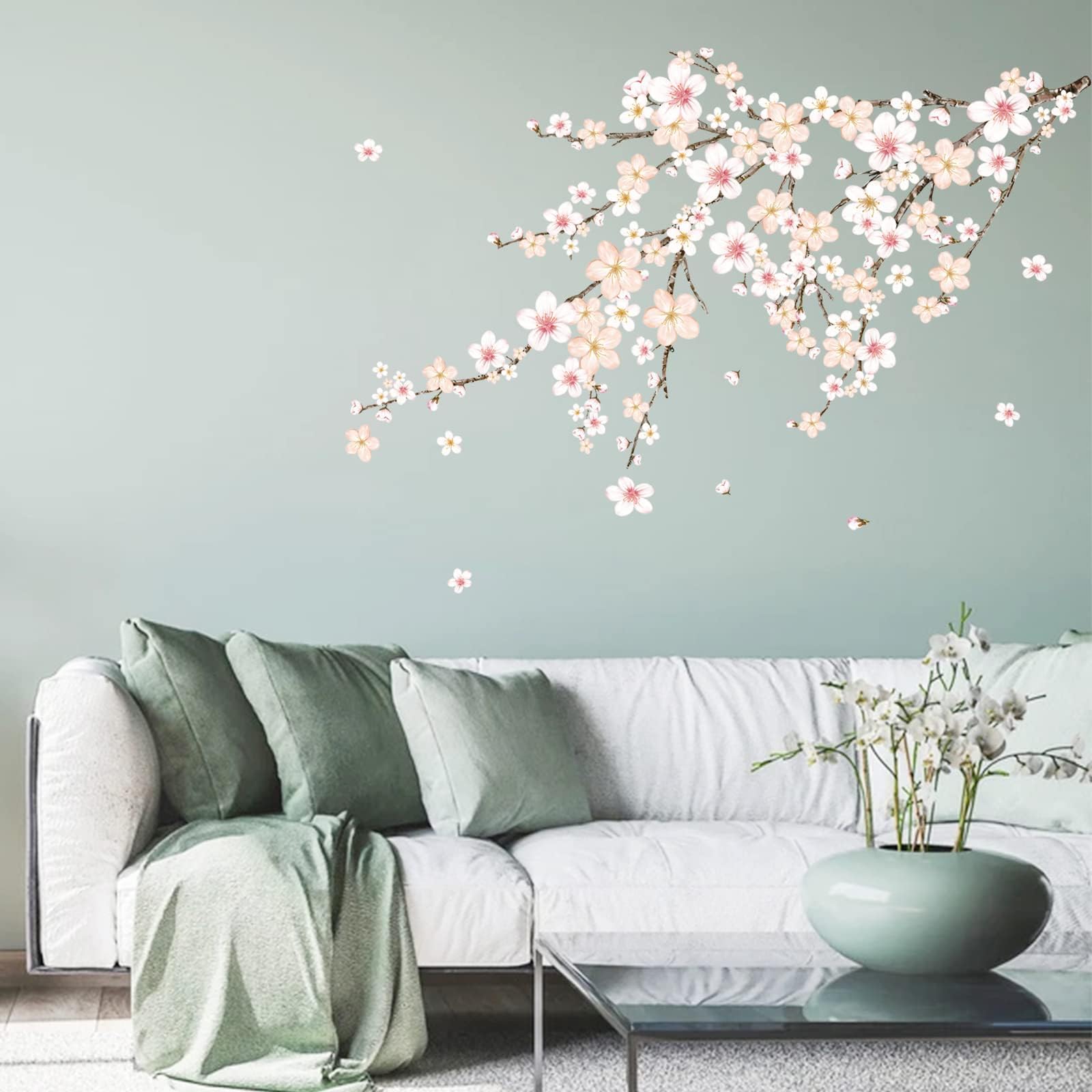 Amazon.com: wondever Cherry Blossom Flowers Wall Stickers Pink Floral ...