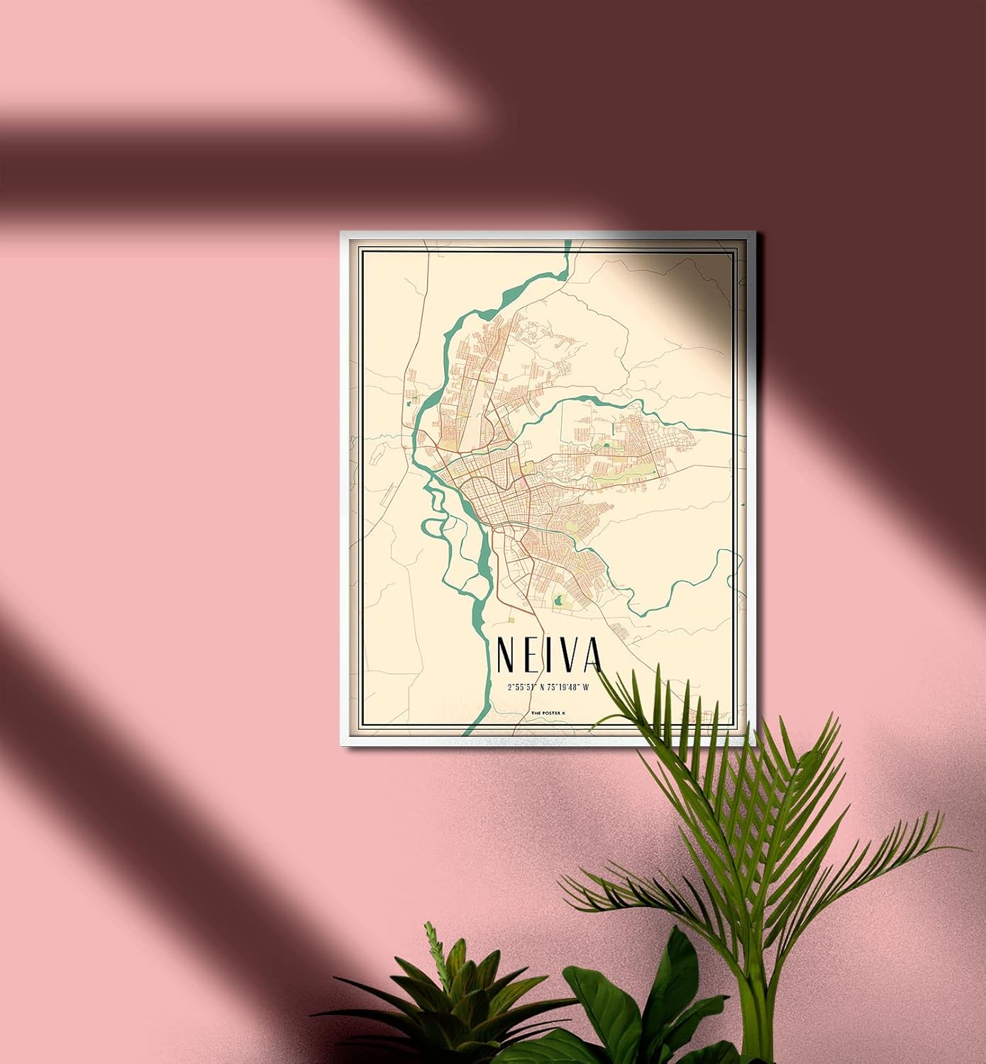 Colored Map Poster of Neiva City 11×17 12×18 16×24 24×36 Unframed ...