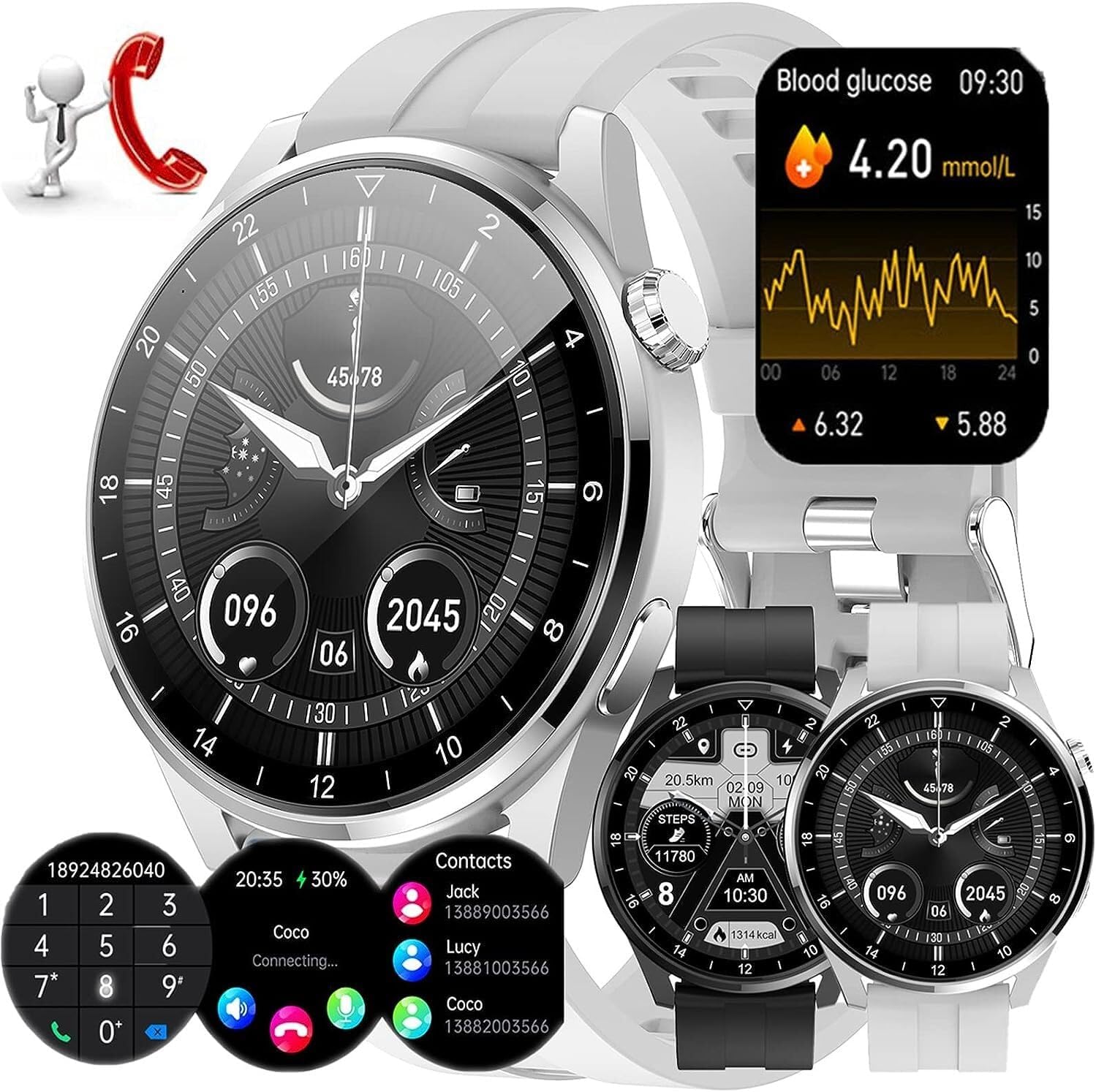 Reloj Medidor Glucosa en Sangre, Rastreador De Fitness con Presión ...