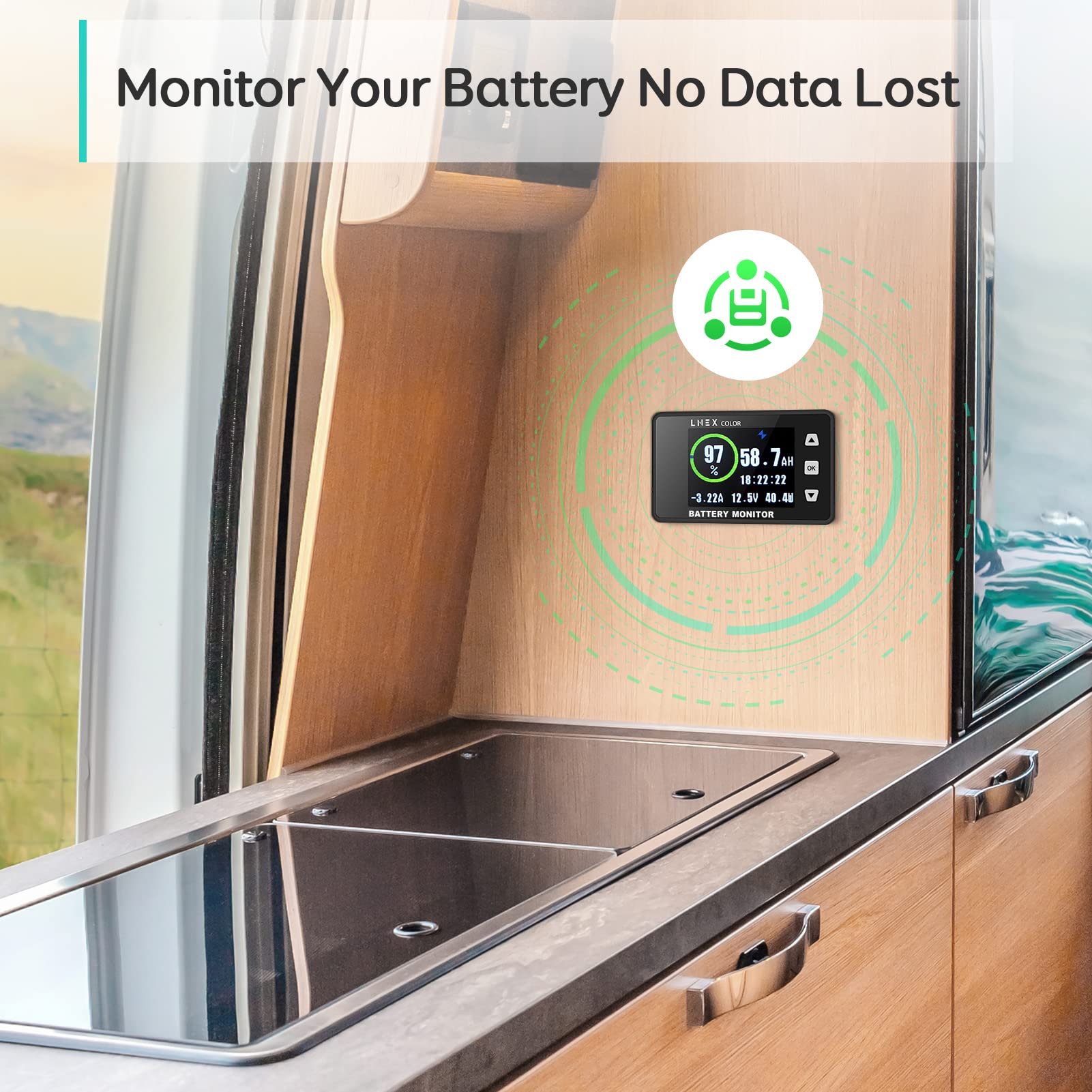 Snapklik.com : LNEX 500A Shunt Battery Monitor, 2.4" Color Screen RV ...