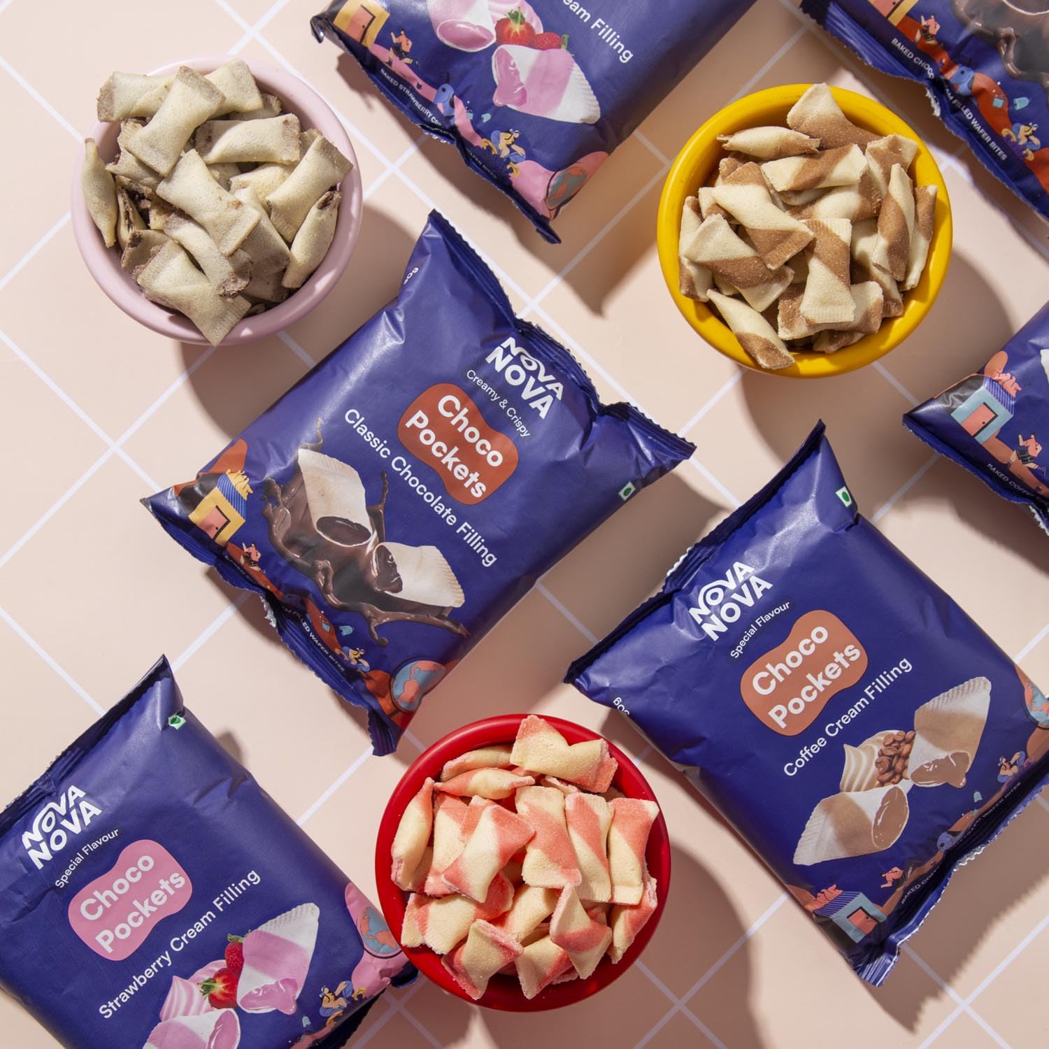 Nova Nova Choco Pockets | Assorted Chocolate, Strawberry & Coffee Cream ...