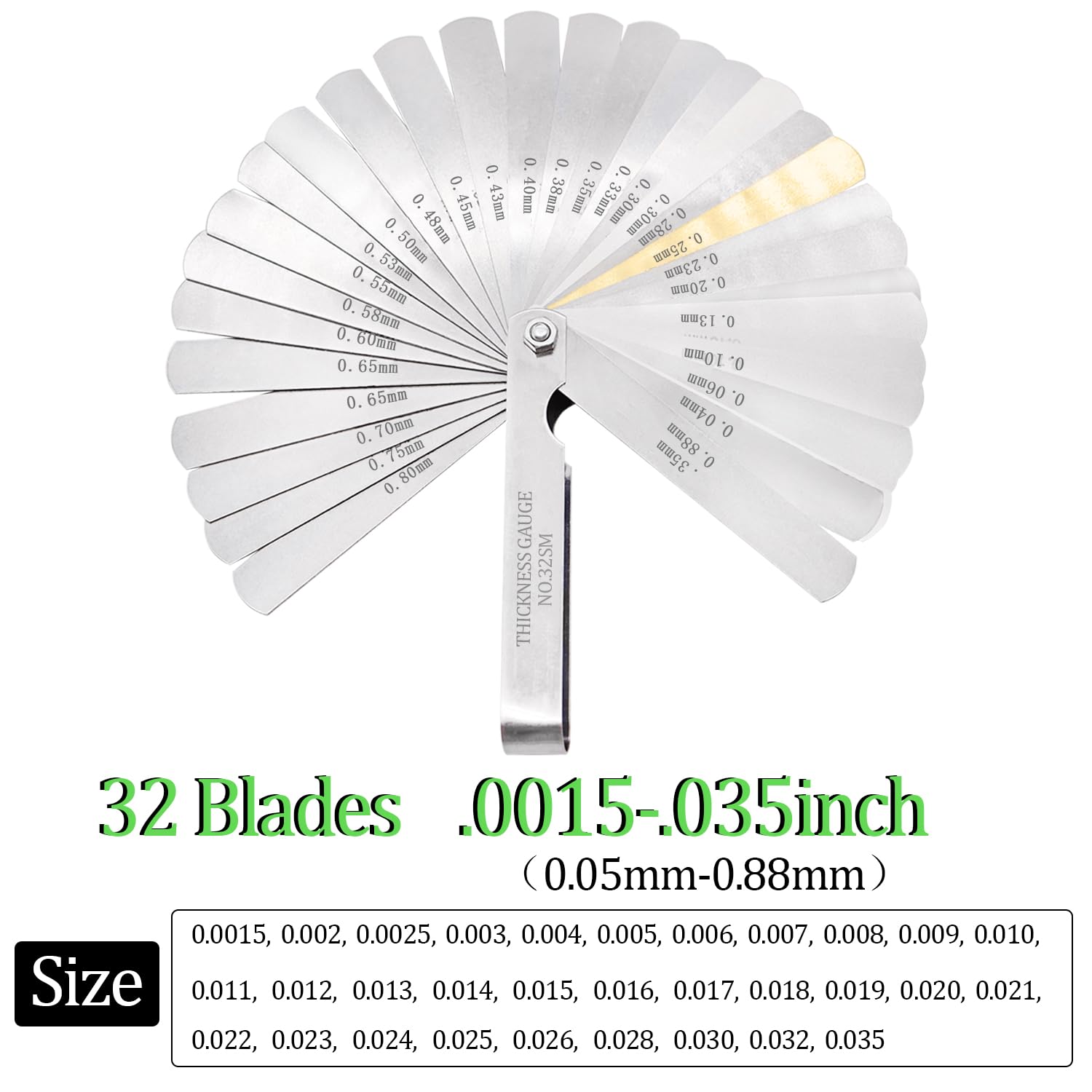 Snapklik.com : 2 PCS Feeler Gauge Set Include 32-Blade Tapered Feeler ...
