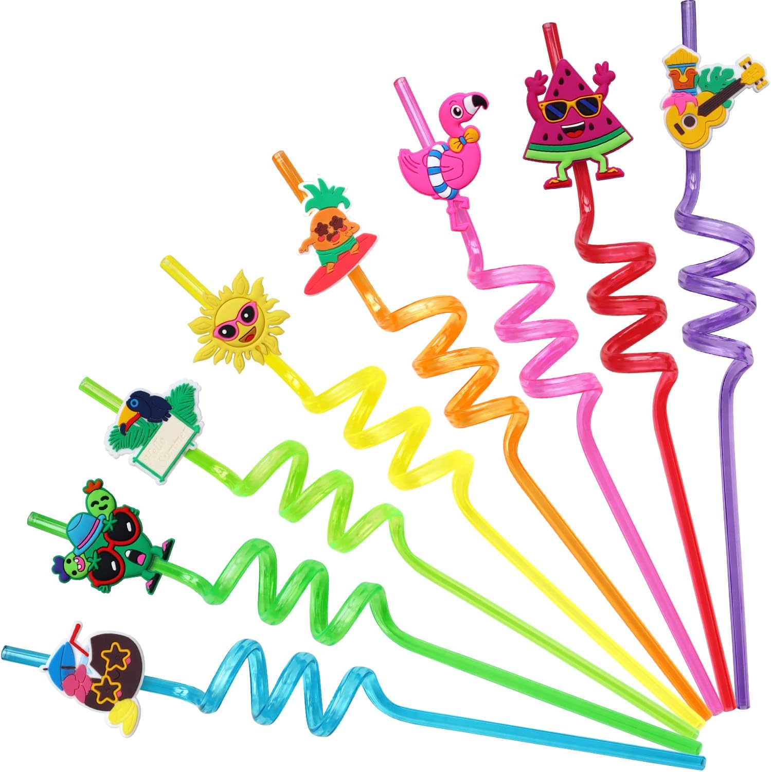Amazon.com: 24 Reusable Summer beach Pool Drinking Straws, Birthday ...