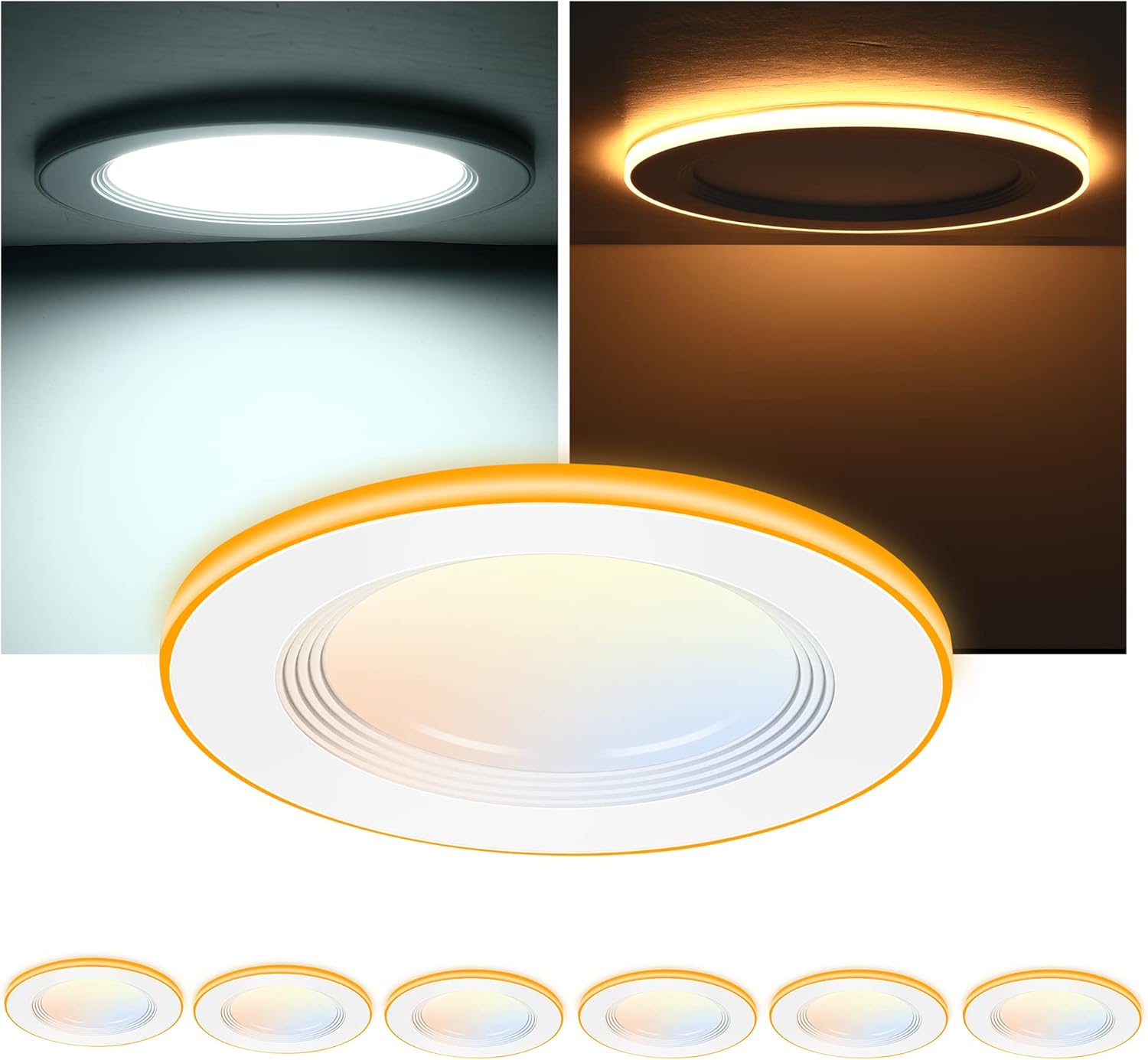 [6 Pack] CLOUDY BAY 4 Inch 5CCT LED Recessed Ceiling Light with Night ...
