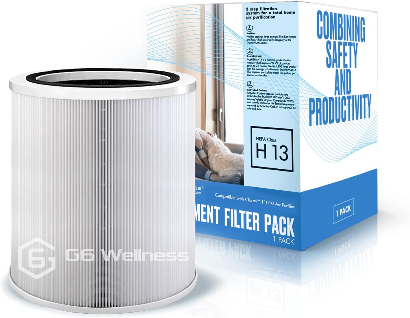 Amazon.com: G6 Wellness H13 HEPA 1-Pack Replacement Filter Set ...