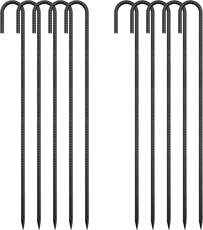Amazon.com : AAGUT 36 Inches 10 Pack J Hook Rebar Stakes Heavy Duty ...