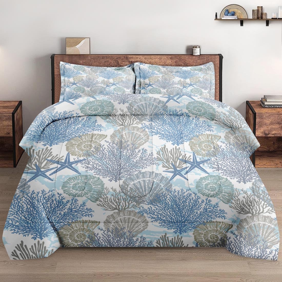 Amazon.com: WeCozy Queen Size Comforter Set with 2 Pillowcase, Sea ...