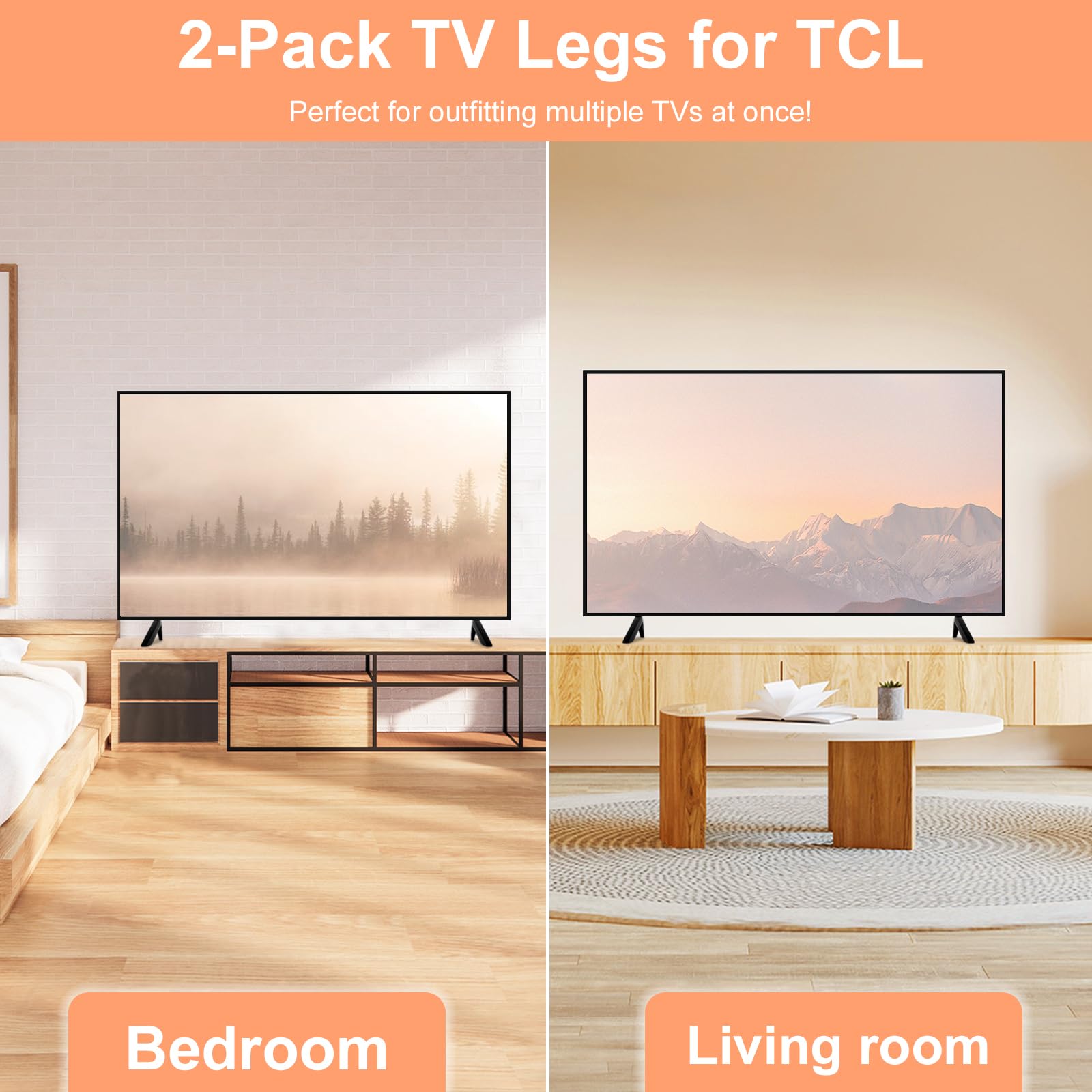 Roku Tv 50+ Inch Rimo TV Stand Legs For TCL Roku TV Legs Replacement ...