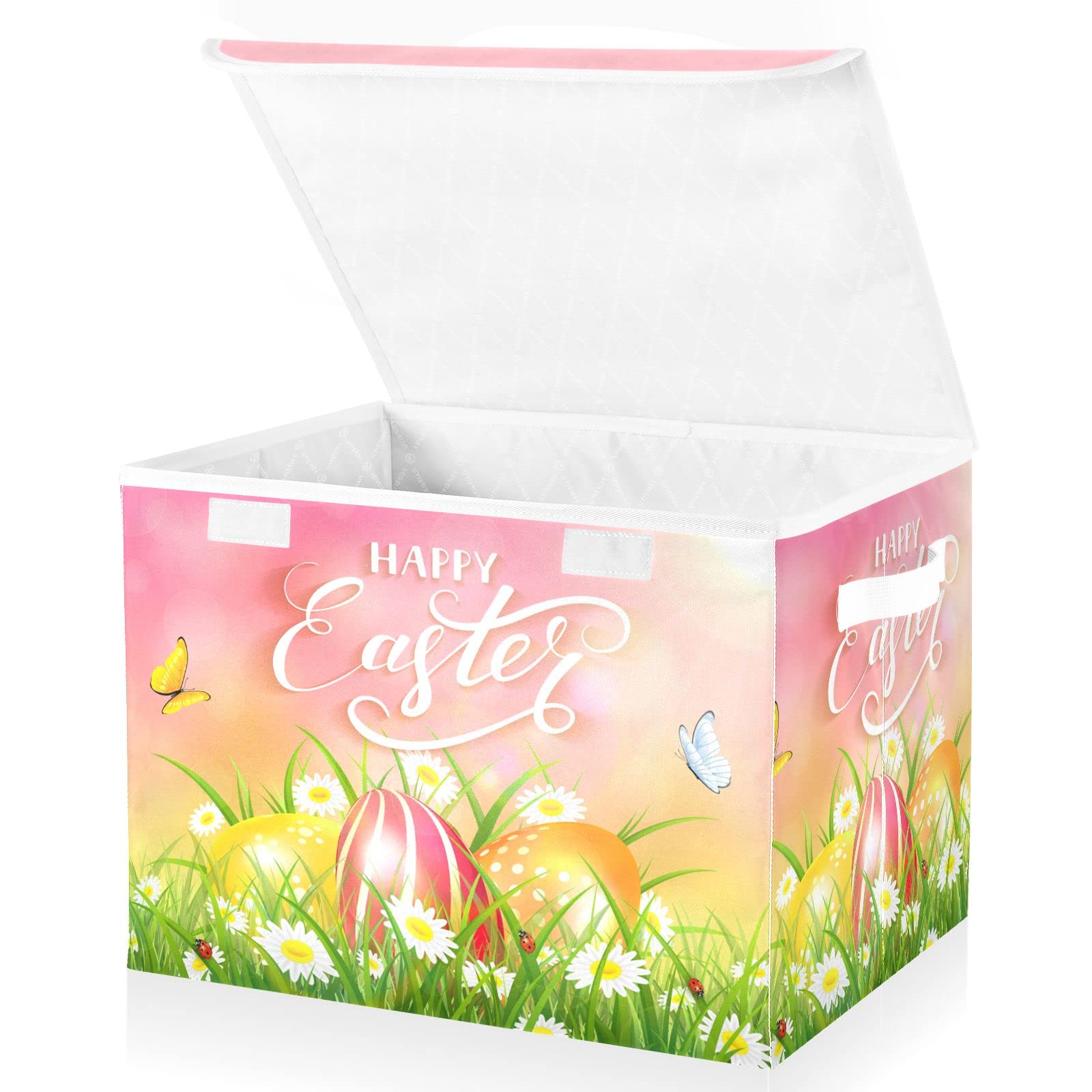 Amazon.com: senya Easter Storage Baskets Collapsible Storage Bins with Lids, Happy Easter Eggs ...
