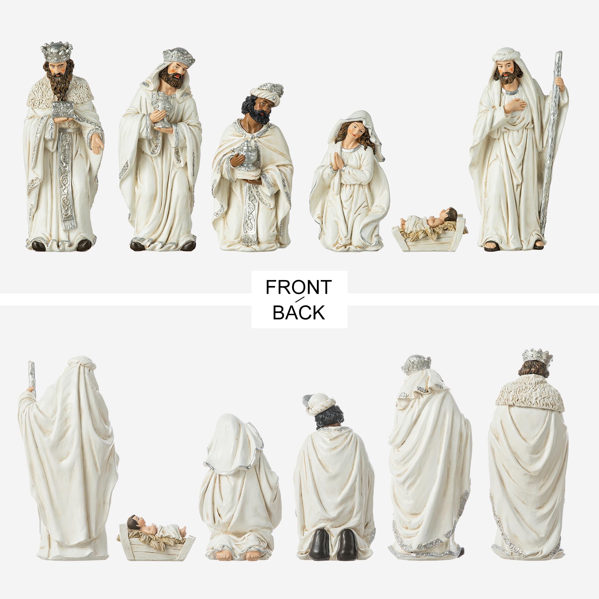 Snapklik.com : Glitzhome 6Pcs Ivory Nativity Set For Christmas Indoor ...