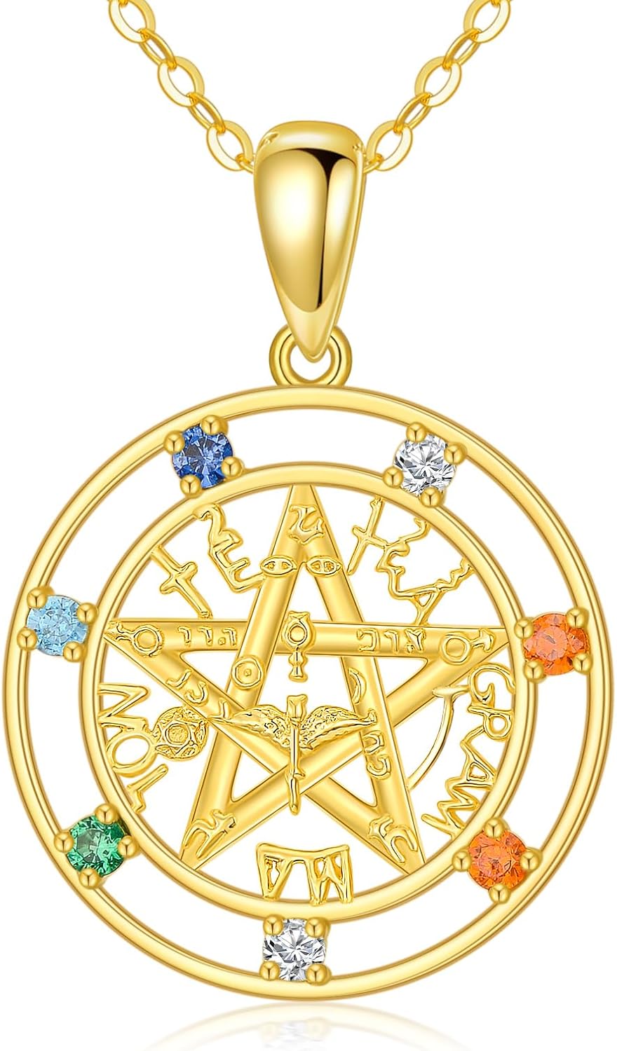 Amazon.com: KECHO 14k Gold Pentagram Necklace for Women Pentacle ...