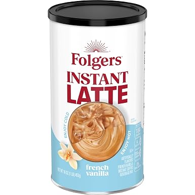 Amazon.com : Folgers French Vanilla Flavored Instant Latte, 16 Ounce ...