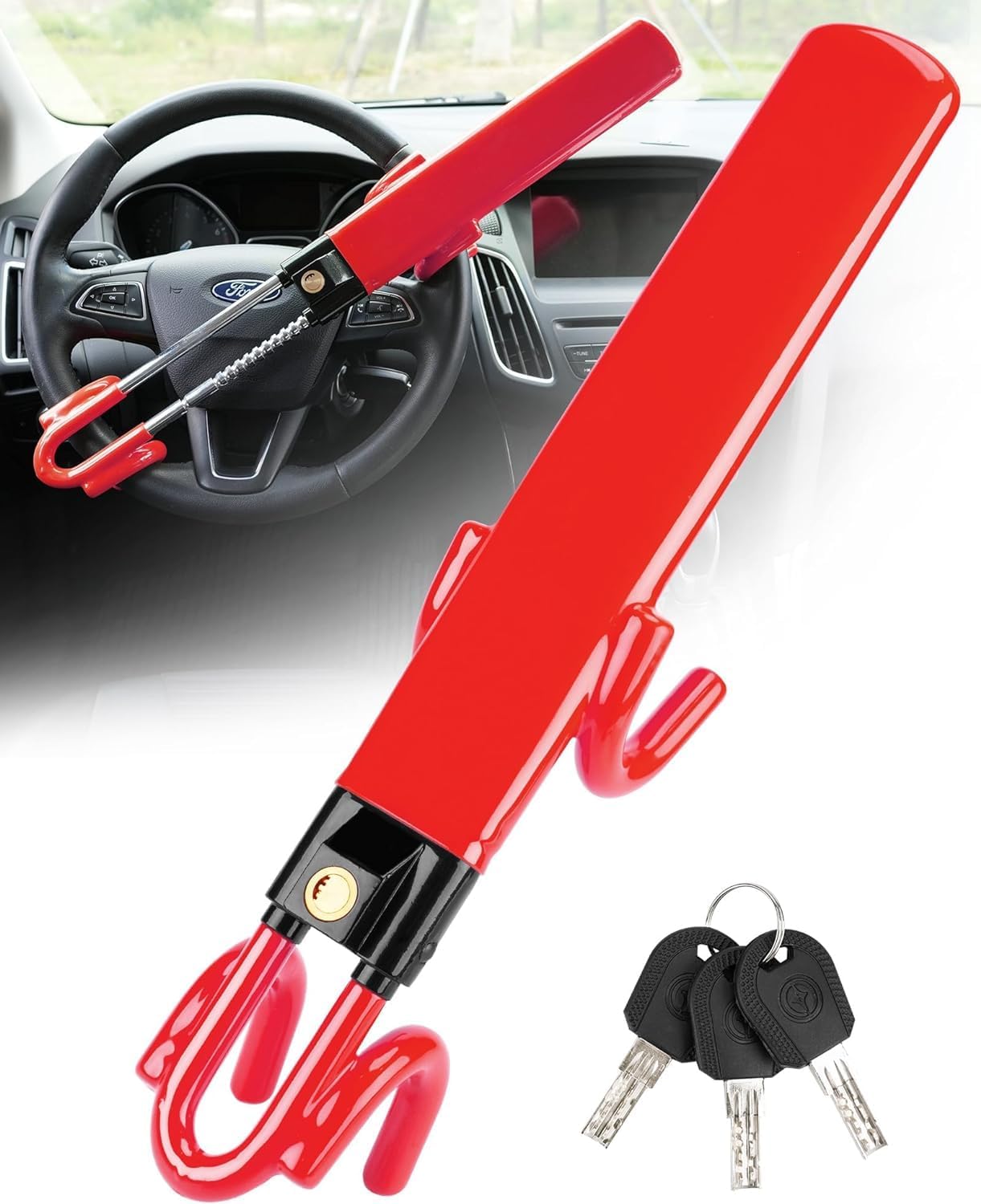 Amazon.com: Dodomes Steering Wheel Lock Anti-Theft Heavy Duty Secure ...