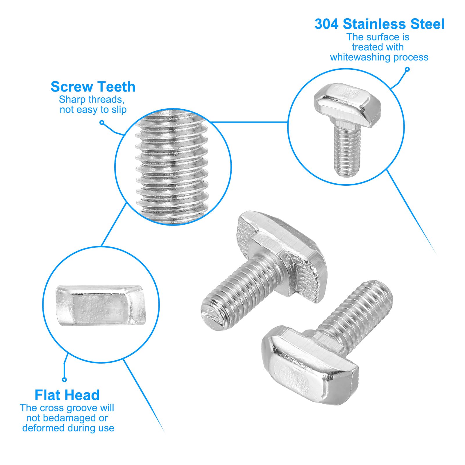 PATIKIL M6x16 Hammer Head Bolt T Screw, 10 Pcs T Slot Drop in Bolt ...