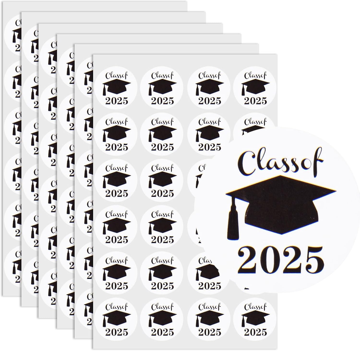 Amazon.com: 720 Pcs Class of 2025 Graduation Stickers Labels Black ...