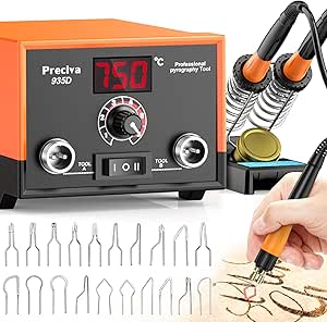 Wood Burning Kit, Preciva 935 Digital Display Pyrography Burner Tool ...