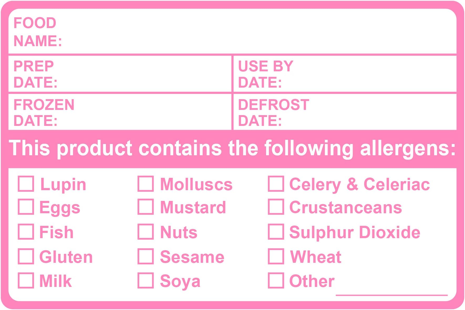 2x3 inch 100 PCS Pink Allergen Warning Stickers Labels Food Rotation ...
