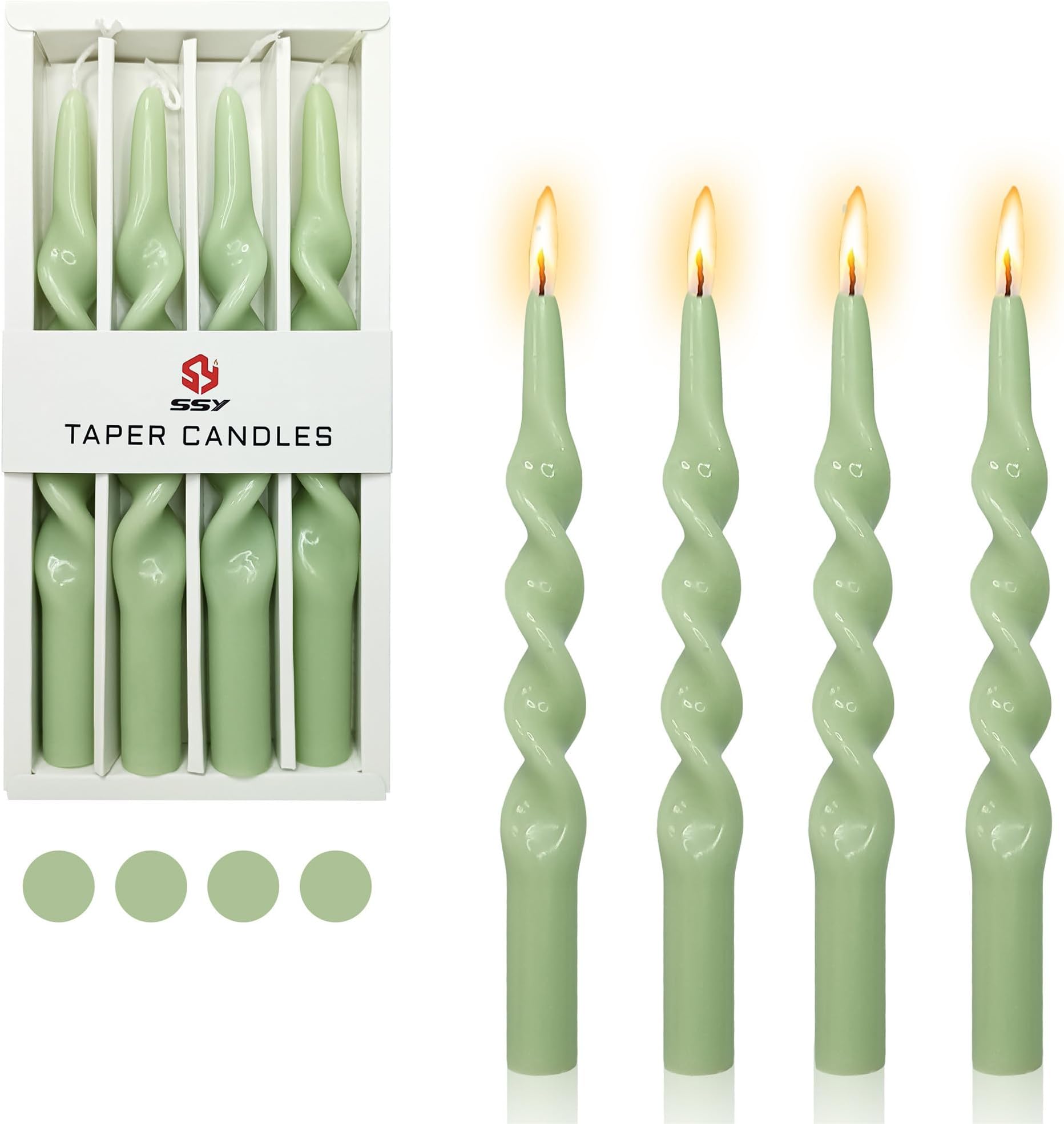 Amazon.com: Gedengni Pastel Taper Candle Green Candlesticks - Set of 4 ...