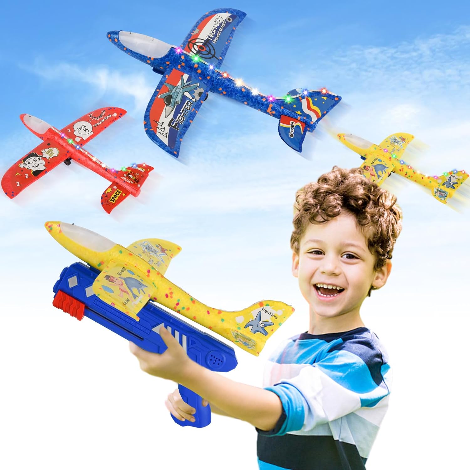Amazon.com: IMGRKSLI 3 Pack LED Airplane Launcher Toys, with DIY ...