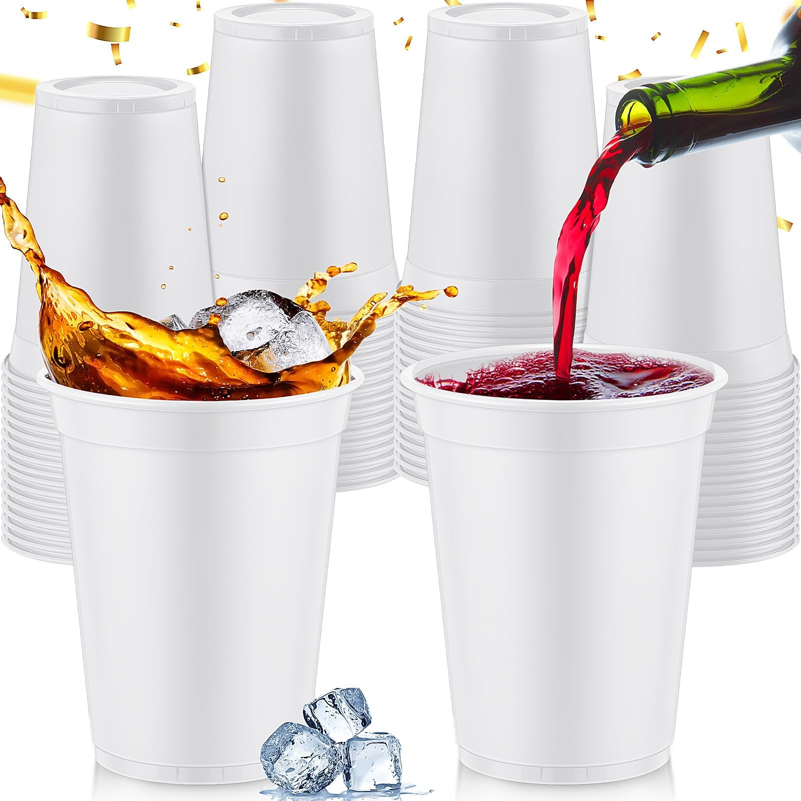 Amazon.com: Hushee 300 Pcs Disposable Thick Plastic Cups 16 oz Plastic ...